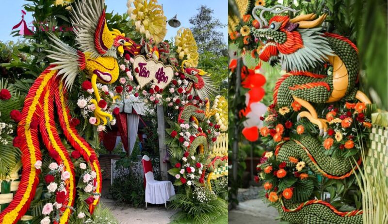 Cổng cưới rồng phụng đẹp, sang trọng cho ngày cưới hoàn hảo